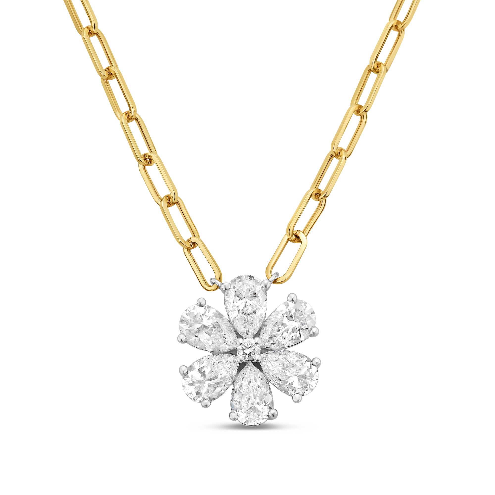 Lab Grown Flower Pendant With Paperclip Chain | Diana M Jewels all